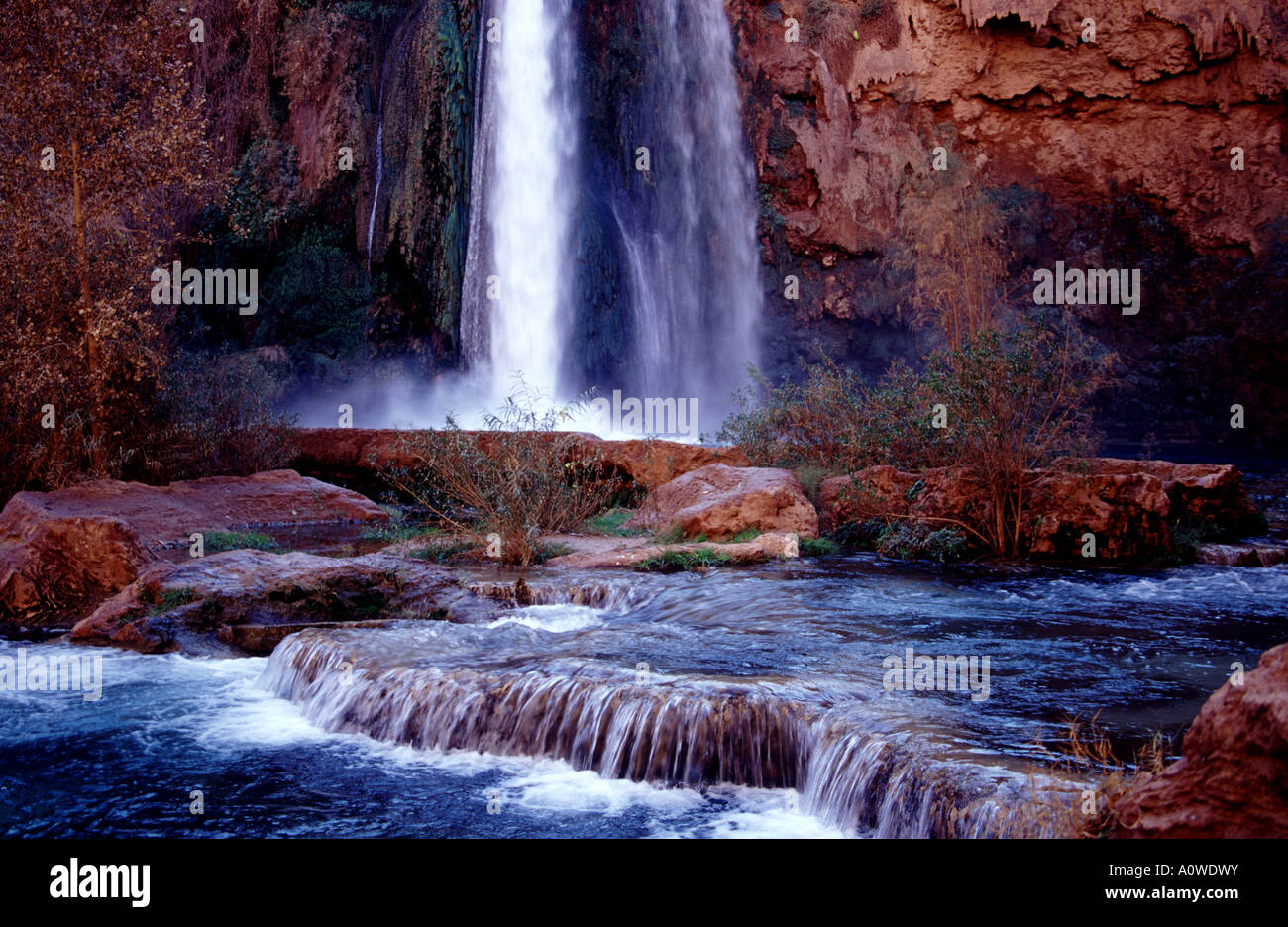 Waterfall in the Havasupai Indian reservation /Grand Canyon Stock Photo ...