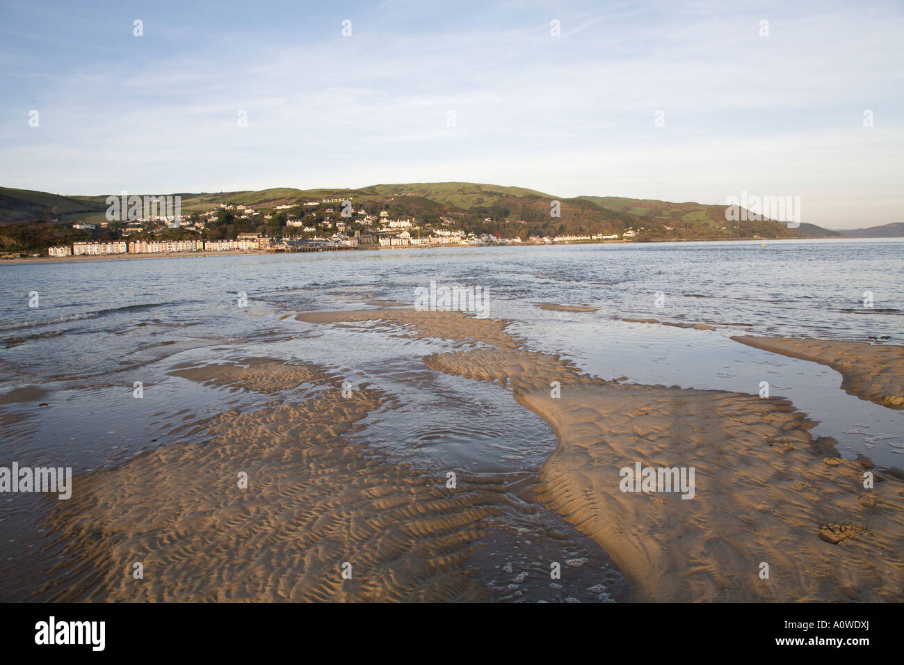 looking north over the Afon Dyfi or River Dovey estuary towards ...