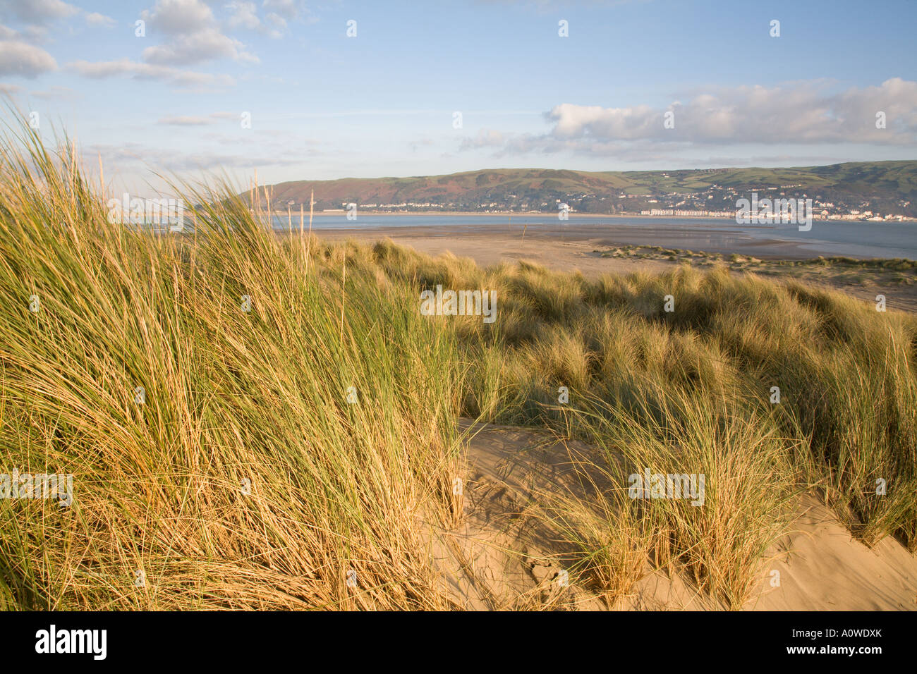 looking north over the Afon Dyfi or River Dovey estuary towards ...