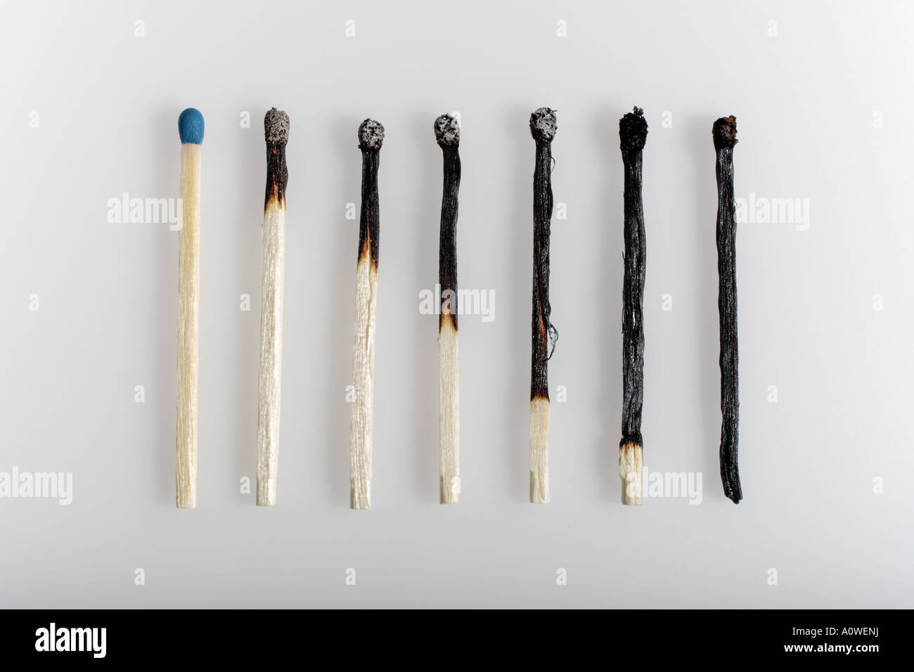Burnt Matches in a Row Stock Photo - Alamy