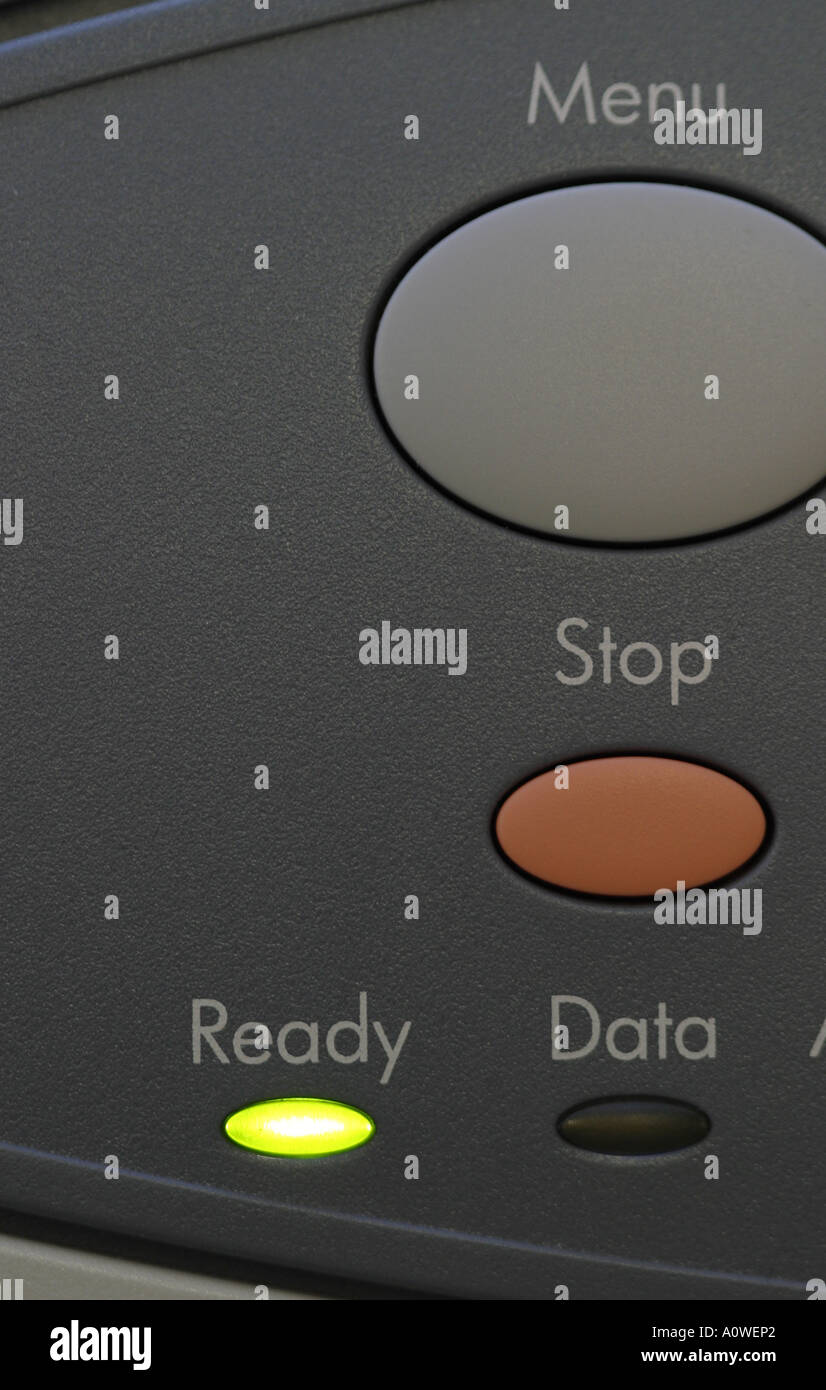Office printer control ready button Stock Photo - Alamy