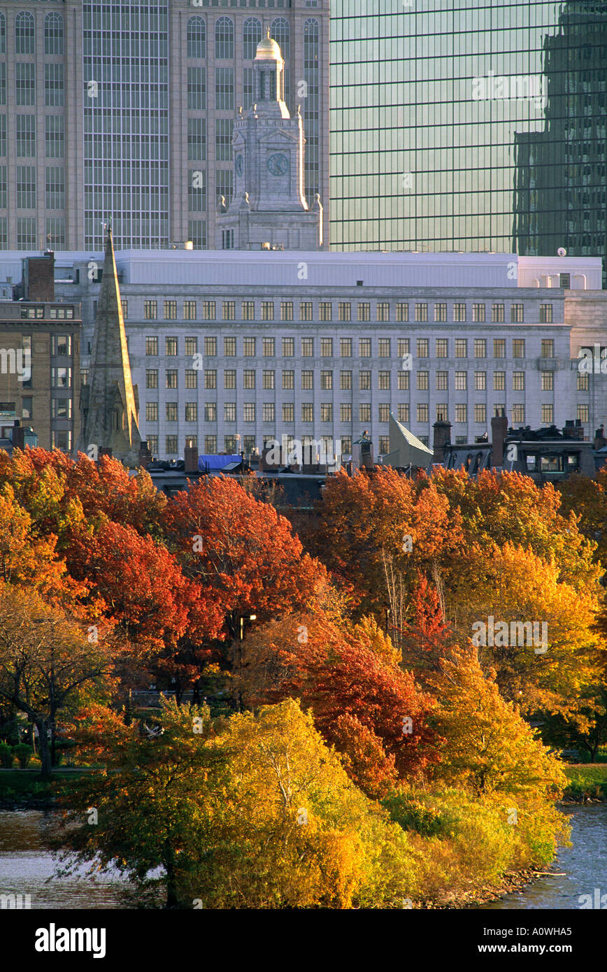 Boston Back Bay skyline autumn foliage Stock Photo - Alamy