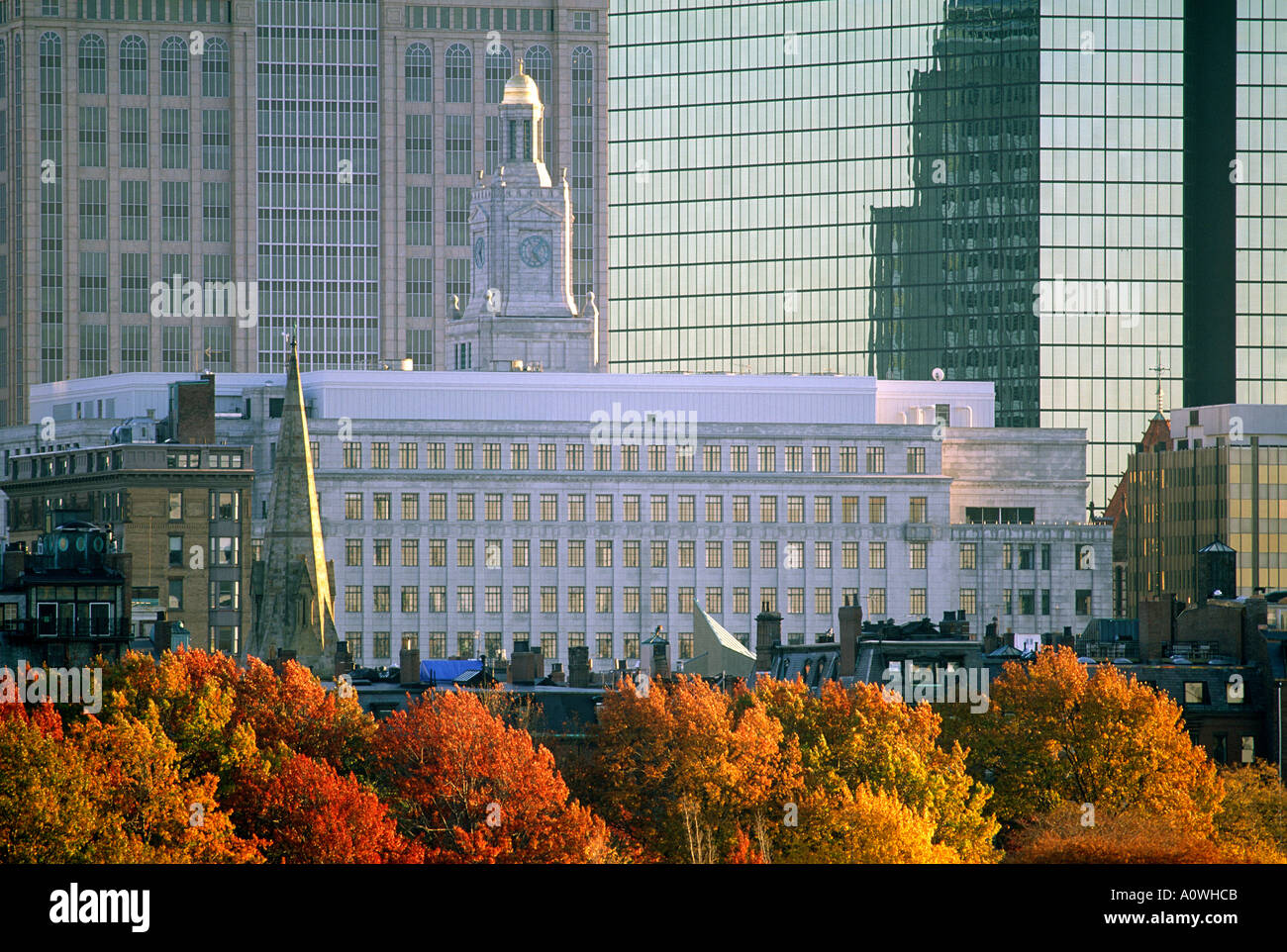 Boston Back Bay skyline autumn foliage Stock Photo - Alamy