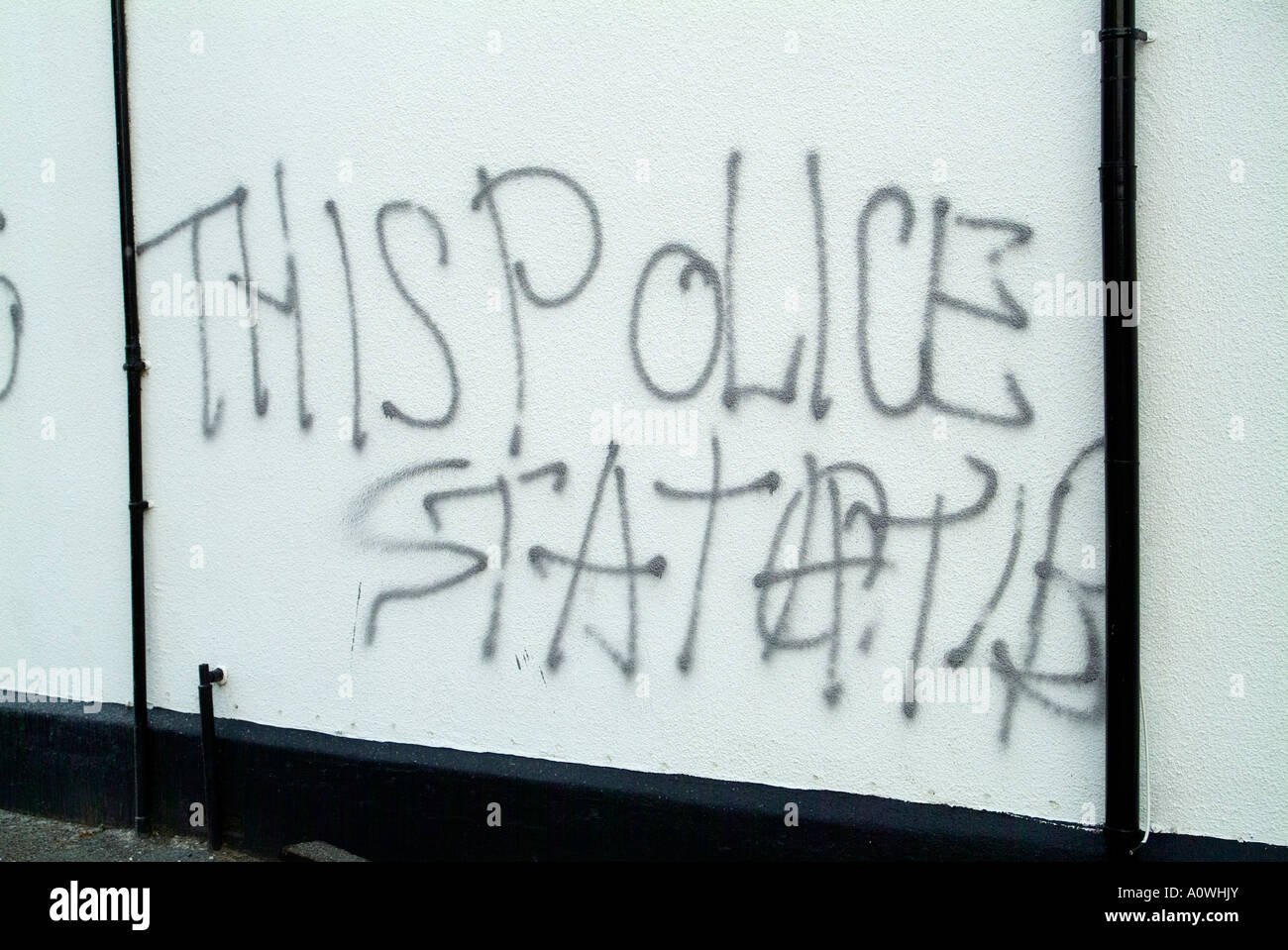 This police state graffiti on a house wall in Warrington Cheshire UK ...
