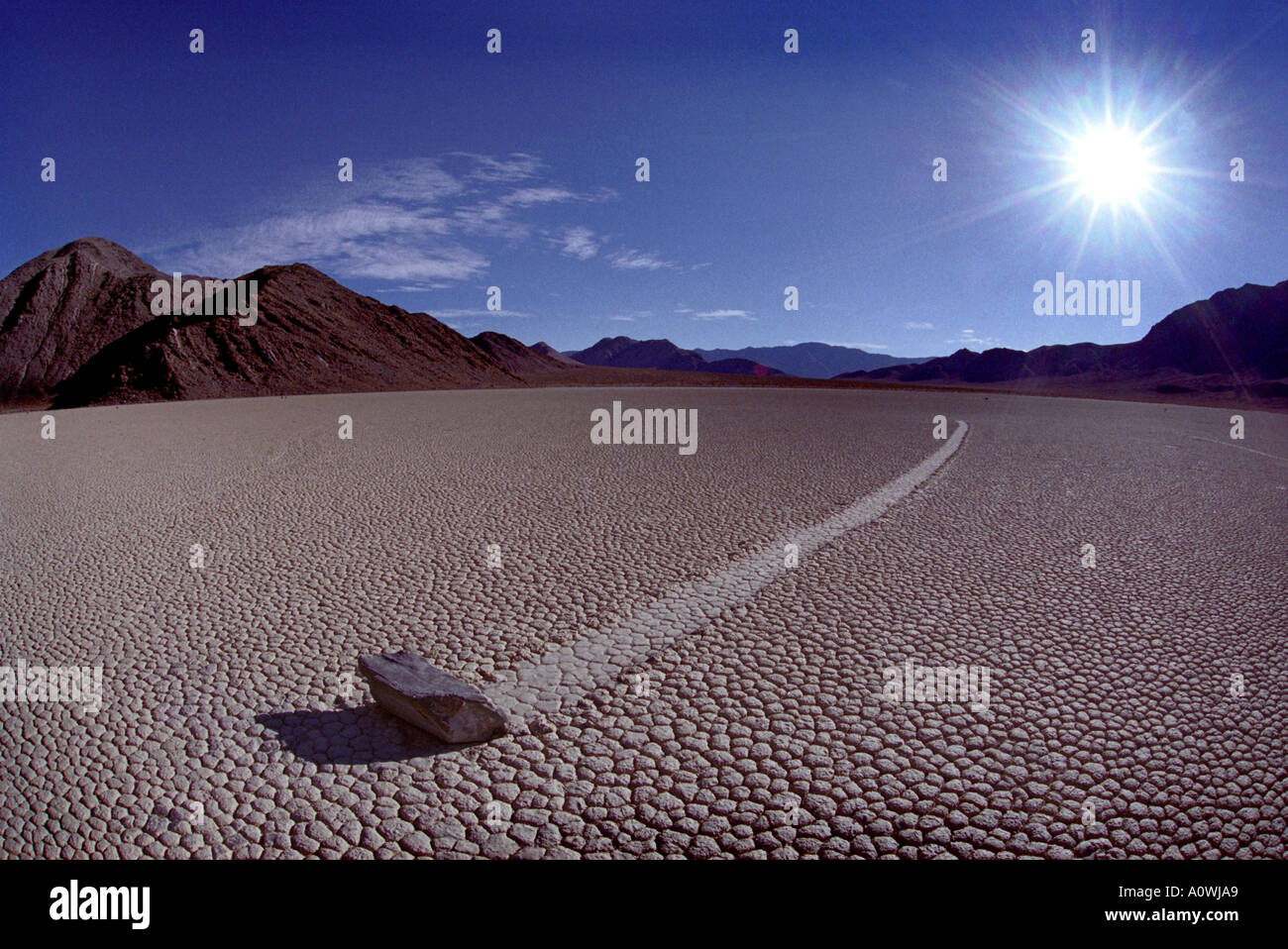Moving rock at the Racetrack in Death Valley Stock Photo - Alamy