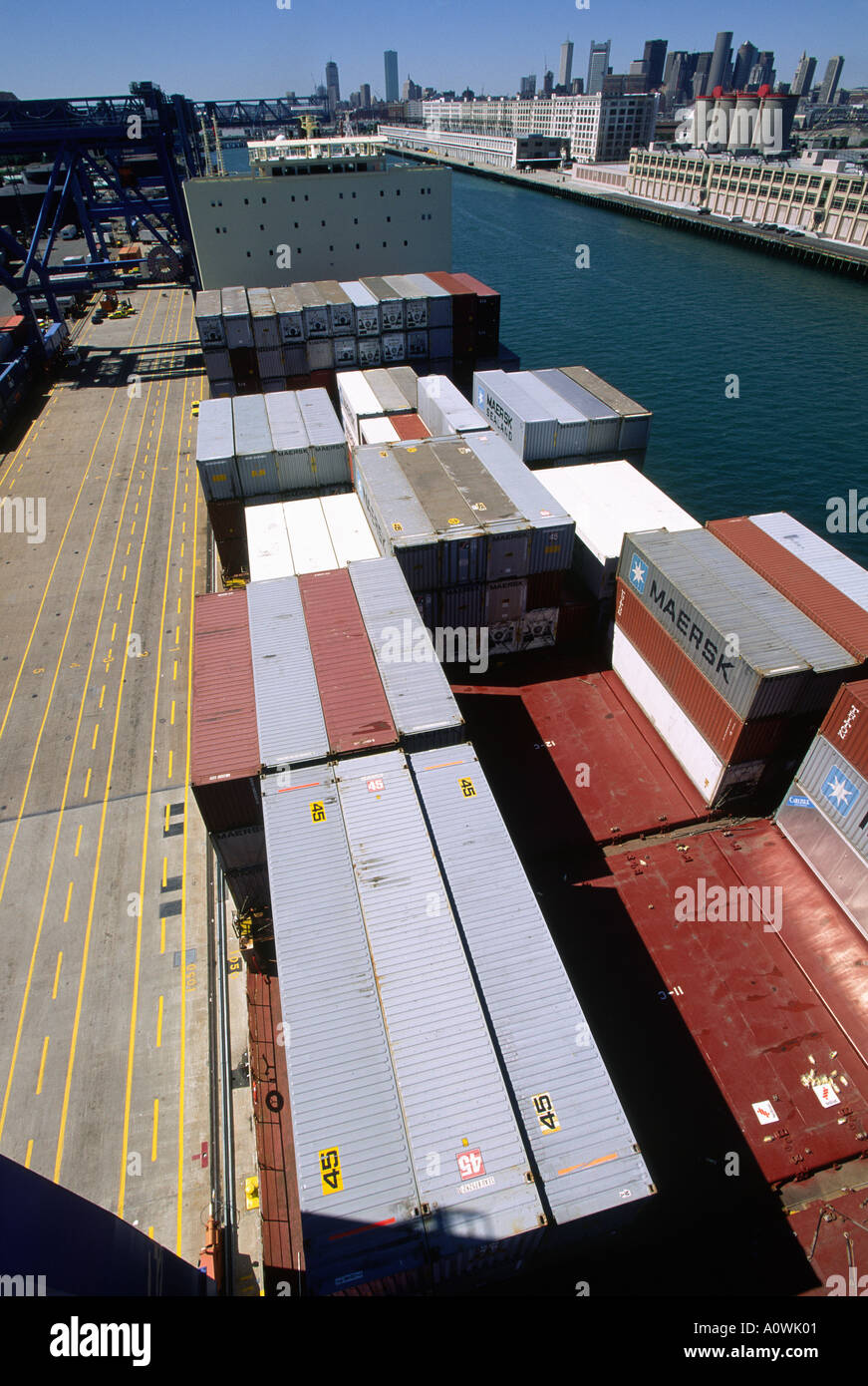 Container ship in port in Boston Stock Photo - Alamy