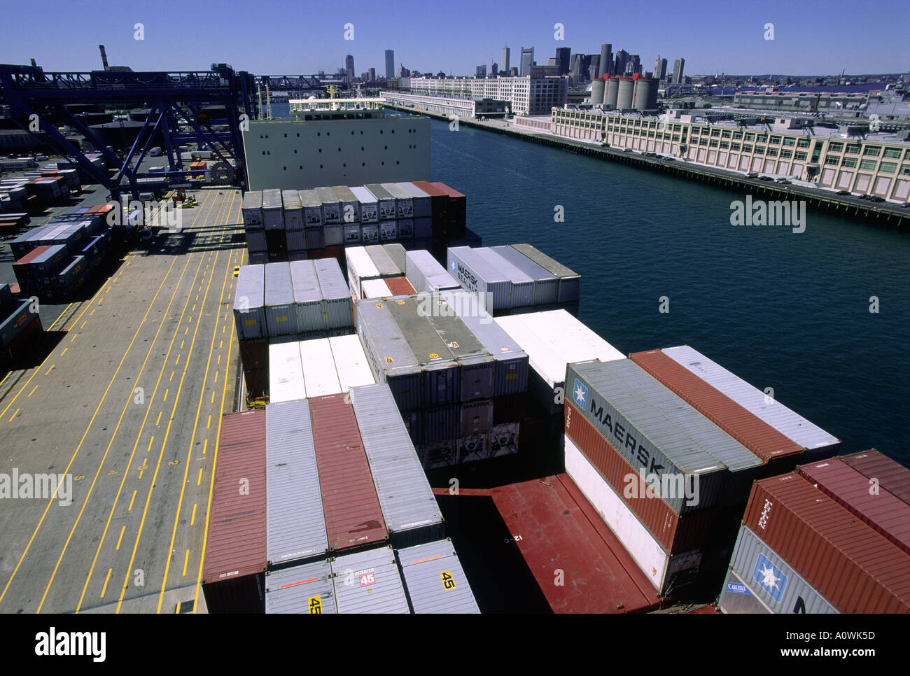 Container ship in port in Boston Stock Photo - Alamy
