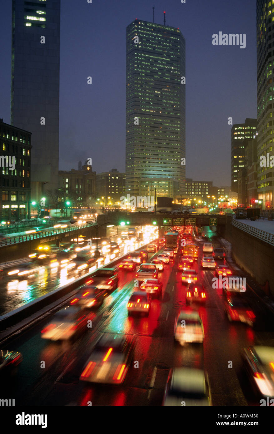 Nighttime rush hour traffic in Boston, Massachusetts Stock Photo - Alamy