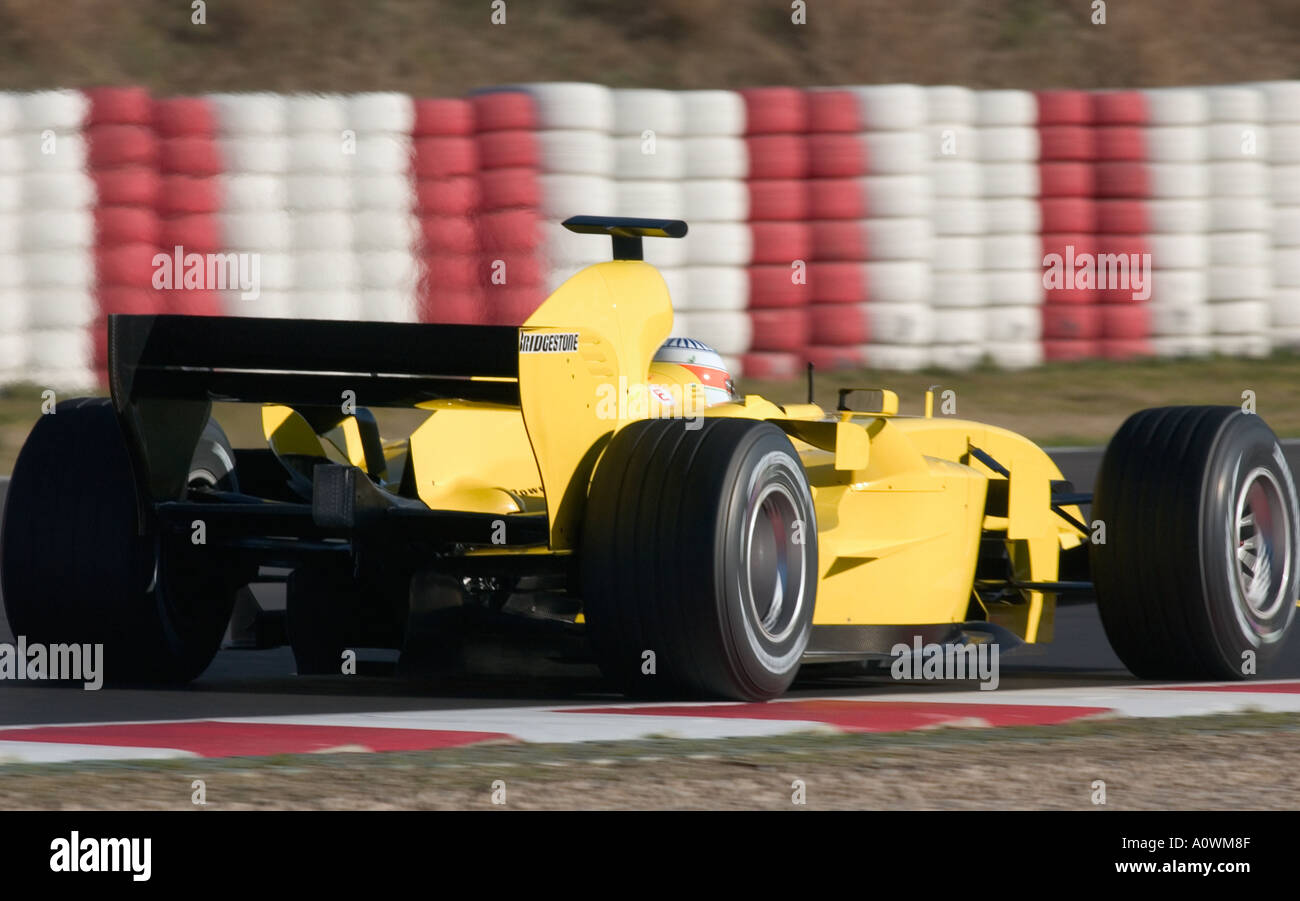 A Jordan racing car at the Circuit de Catalunya in Barcelona Stock ...