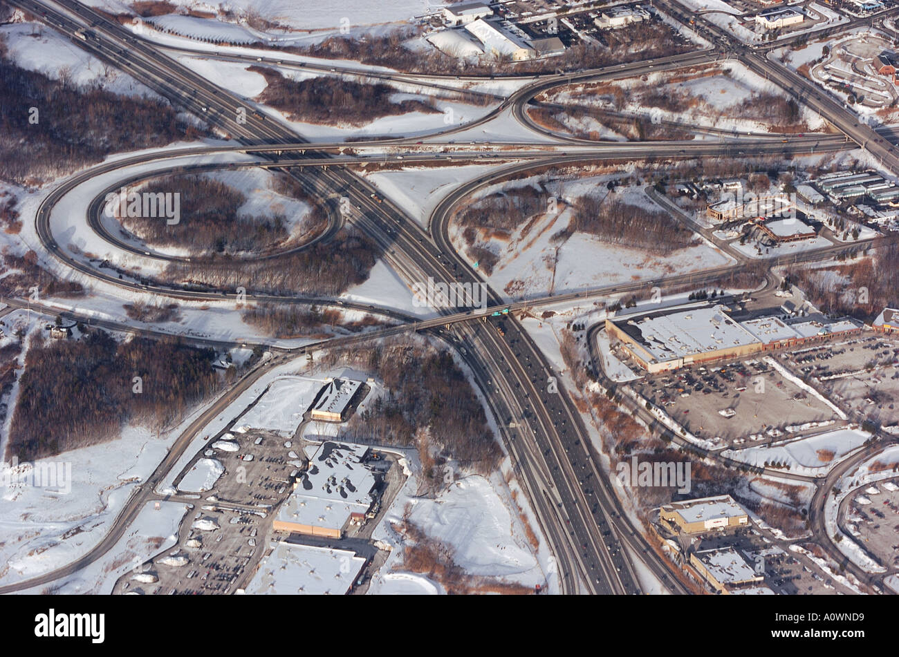 Road system in New York State from airplane highways highway and urban ...