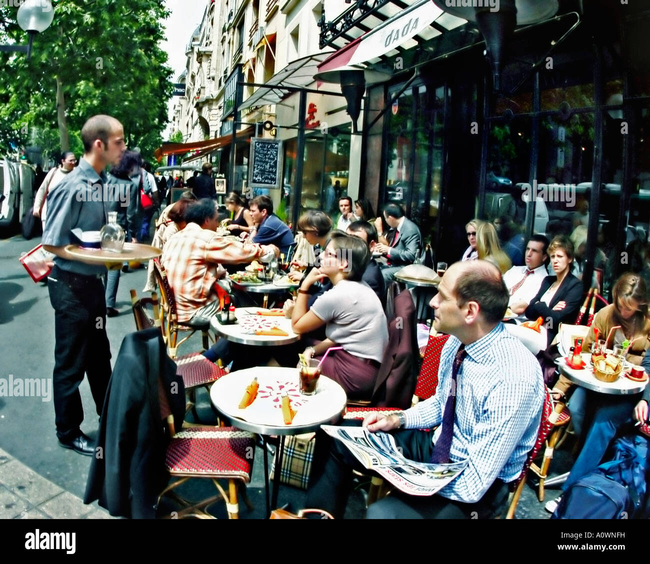 Paris Cafe, France, Waiter Serving Tables, French Businessman Having ...