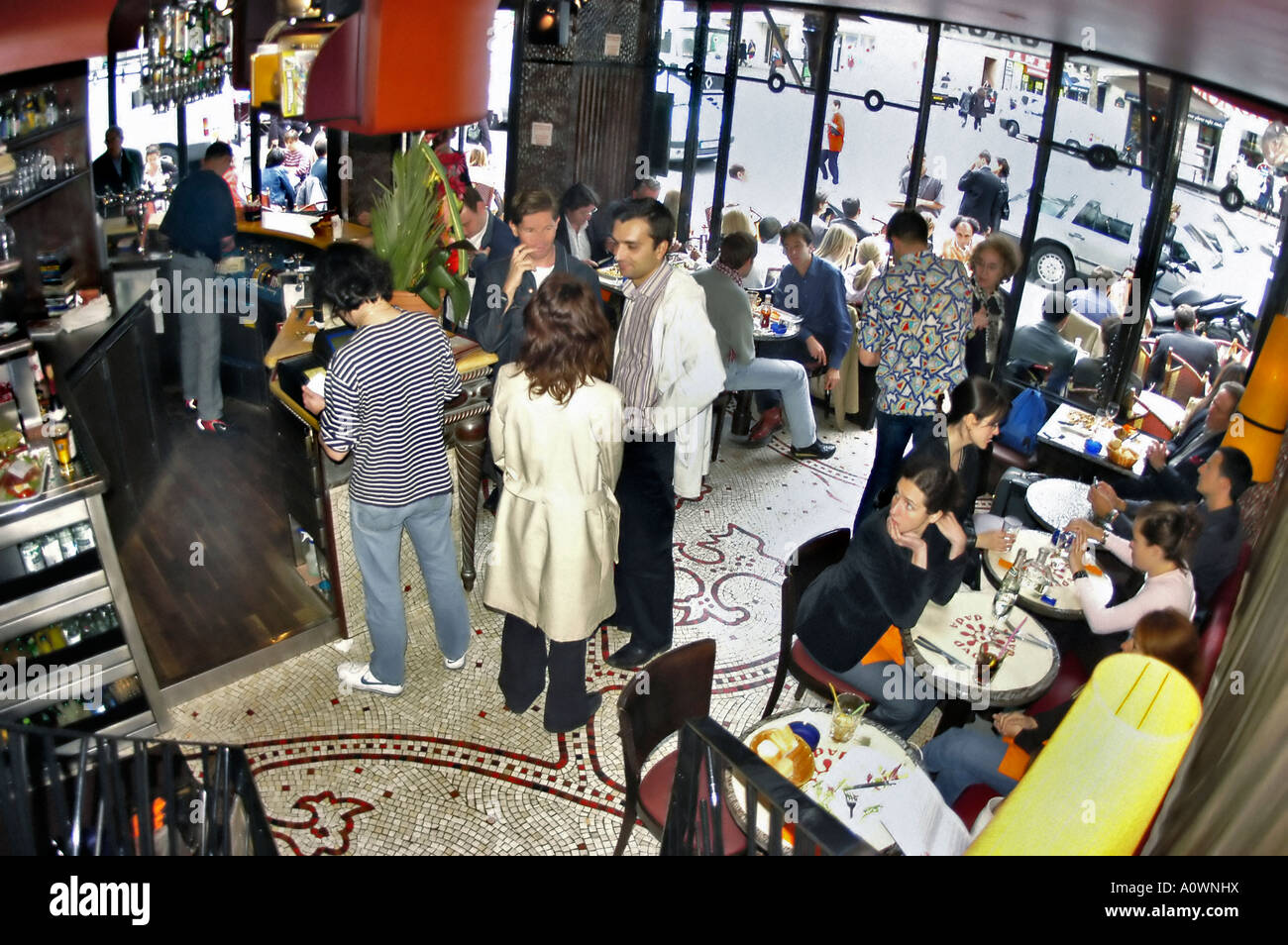 PARIS, France, Overview Inside French Café Bistro Restaurant "Le Dada ...