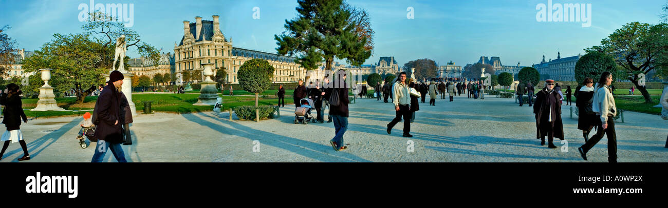 Paris France Public Parks, Tuileries Park, in Autumn Crowd People ...