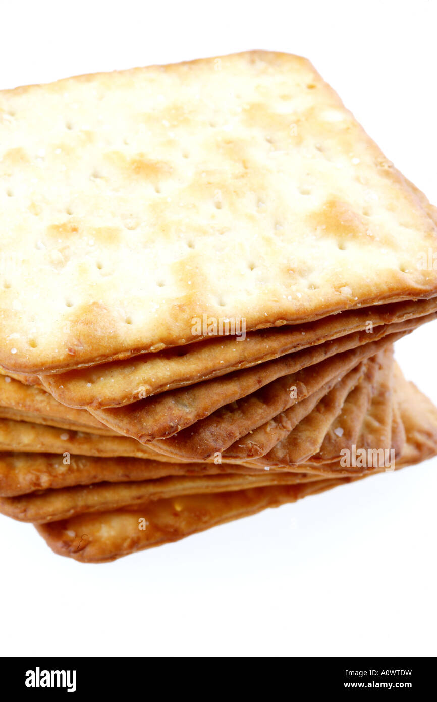 Fresh Dry Crispy Square Thin Dessert Cream Crackers Isolated On White ...