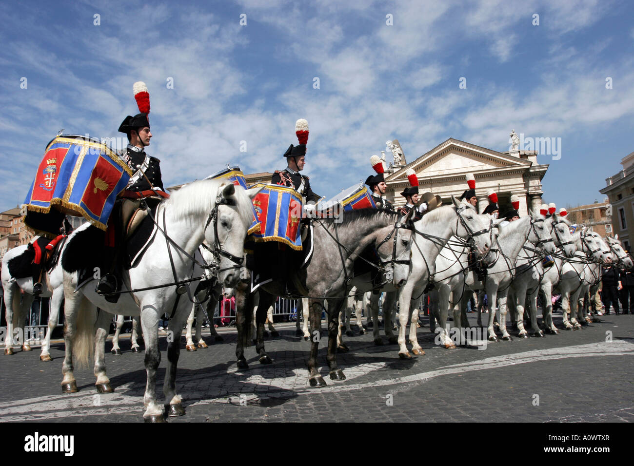 Italy Roma Rome St Peters Square Marching band parades on horses Stock ...