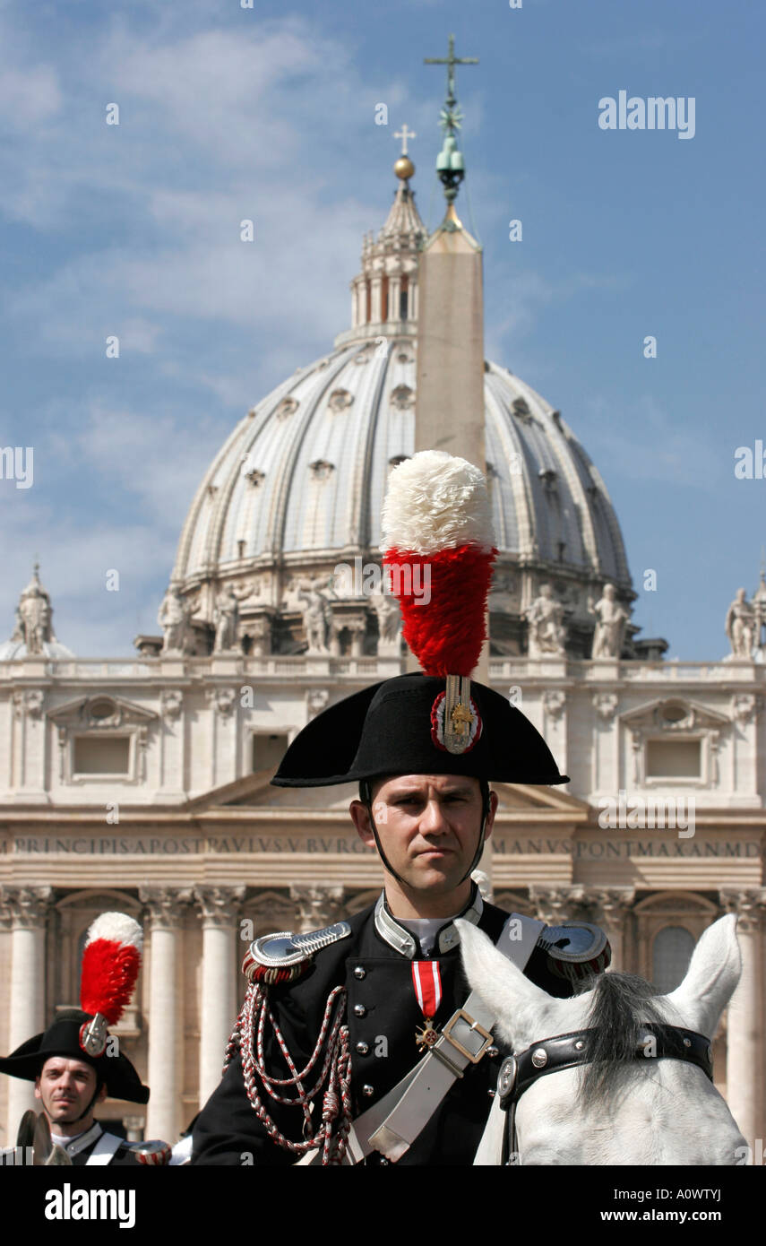 Italy Roma Rome St Peters Square Marching band parades on horses Stock ...