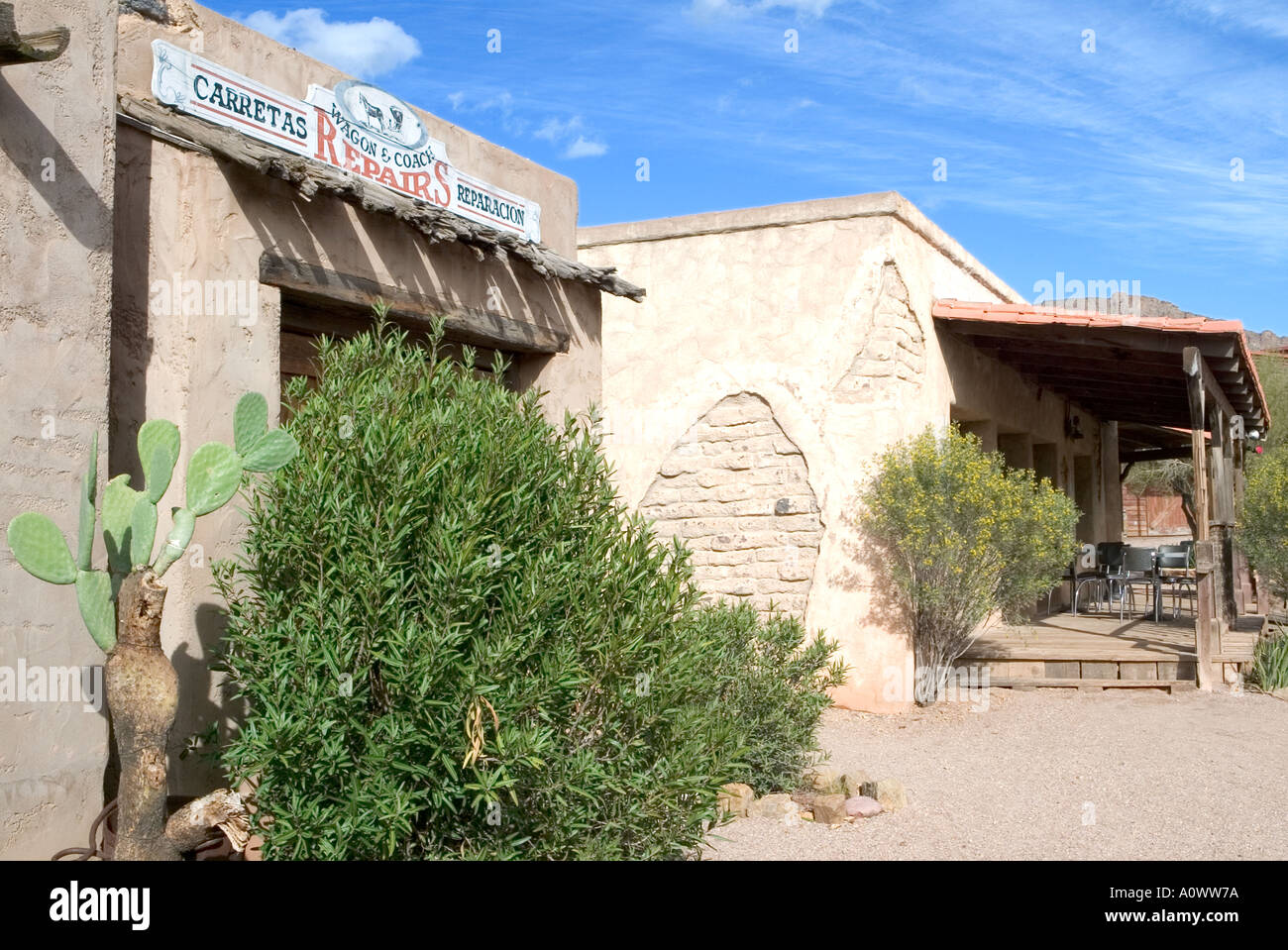 Western style adobe buildings at Tucson Studios Tucson Arizona Stock ...