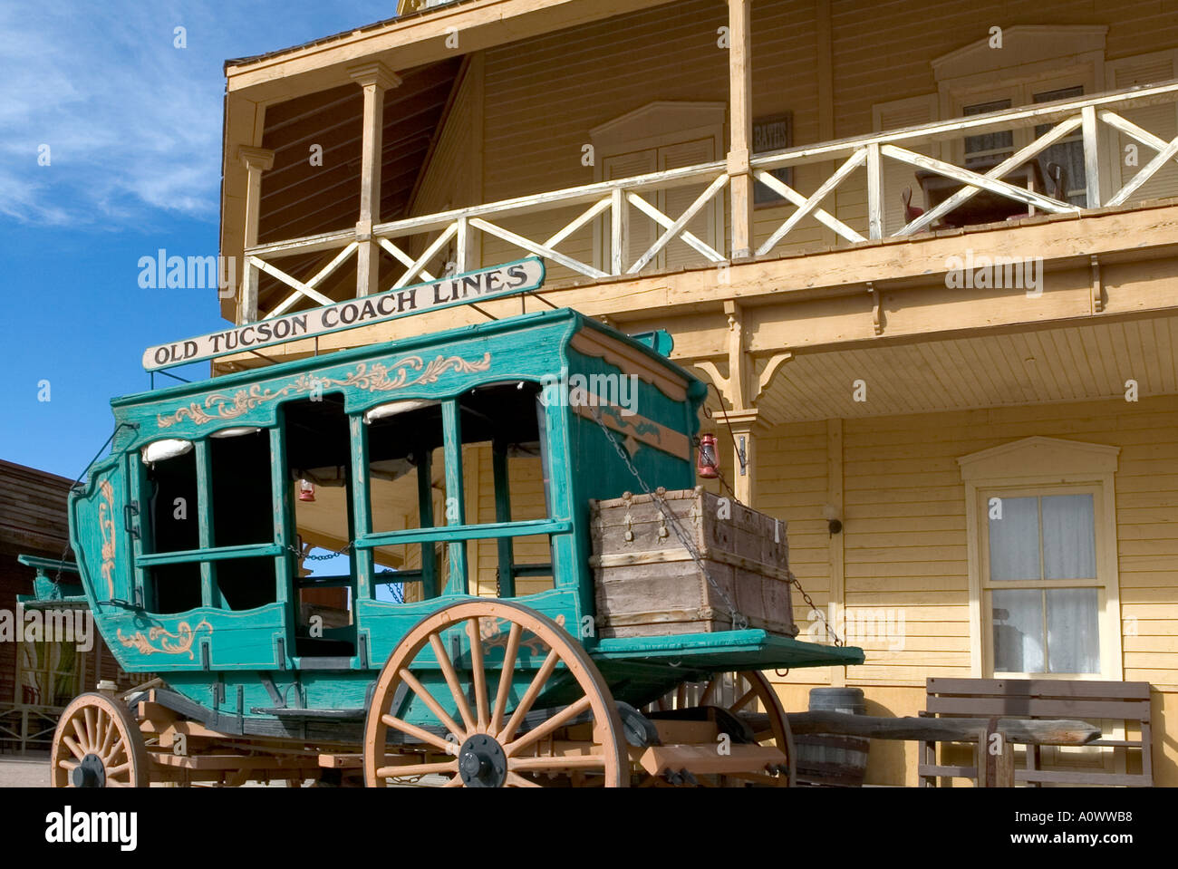 The Grand Palace Hotel Saloon and stage coach at Tucson Studios Stock ...