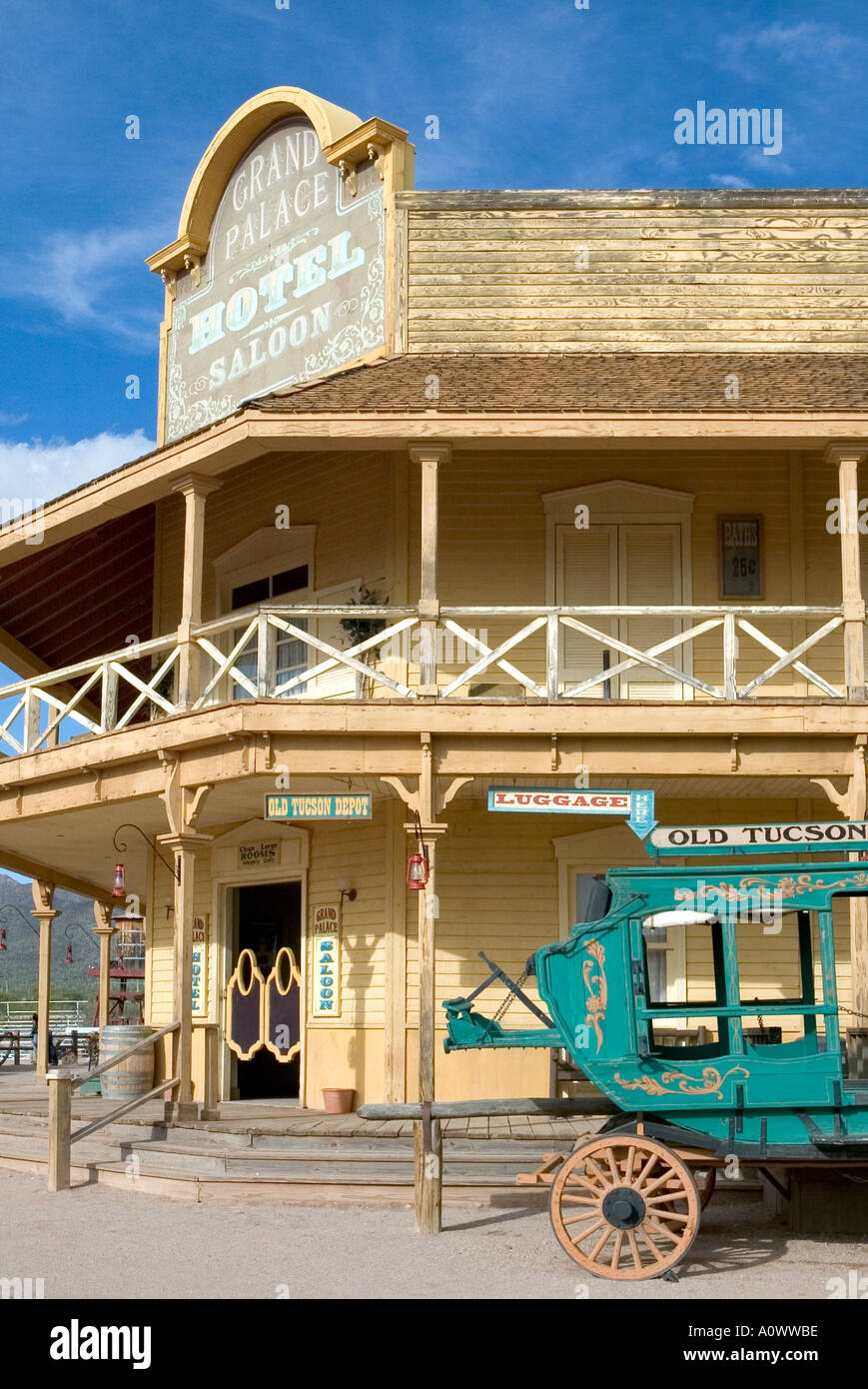 The Grand Palace Hotel Saloon and stage coach at Tucson Studios Stock ...
