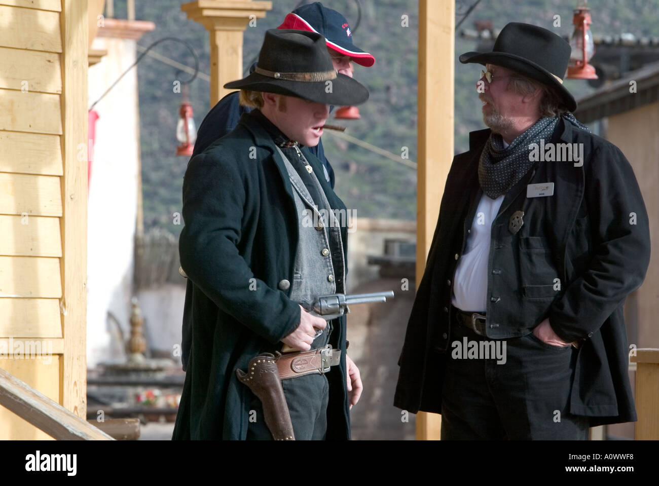 Cowboy actors with a gun at Old Tucson Studios Stock Photo - Alamy