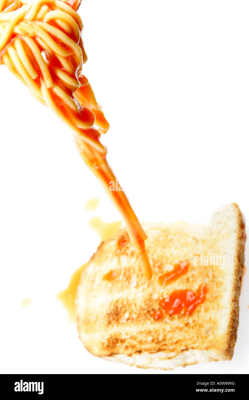 Spaghetti on Toast Stock Photo - Alamy