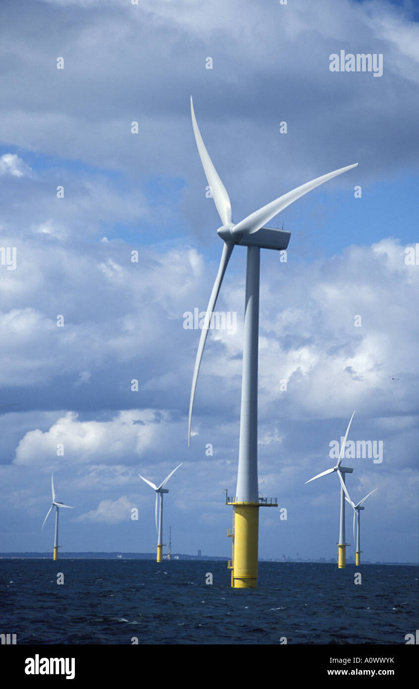 Some of the 30 turbines that make up North Hoyle off shore wind farm ...