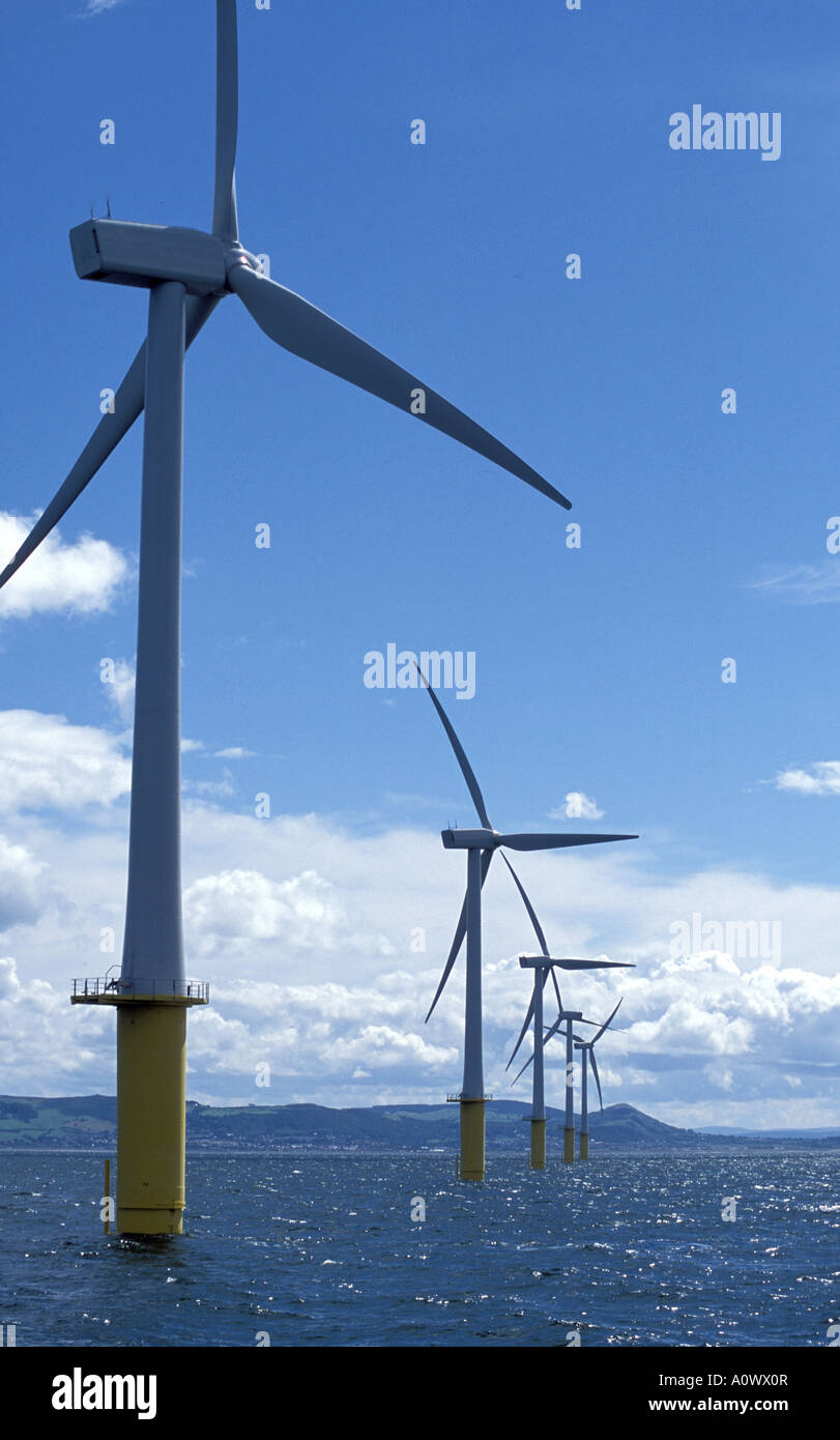 Some of the 30 turbines that make up North Hoyle off shore wind farm ...