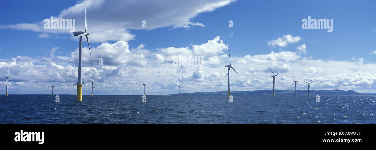 Some of the 30 turbines that make up North Hoyle off shore wind farm ...