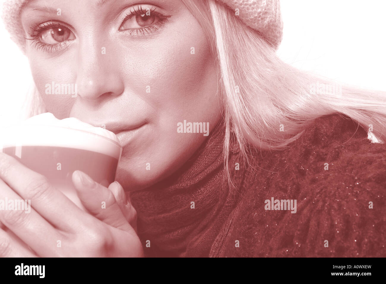 Teenage Girl Drinking Latte Coffee Model Released Stock Photo - Alamy
