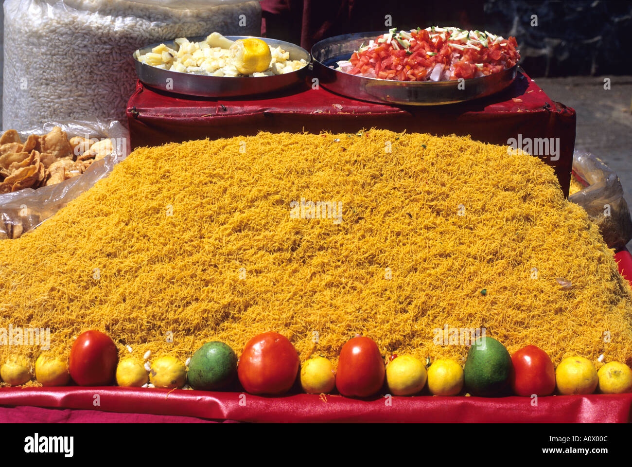 A traditional indian food display on the streets of India Stock Photo ...