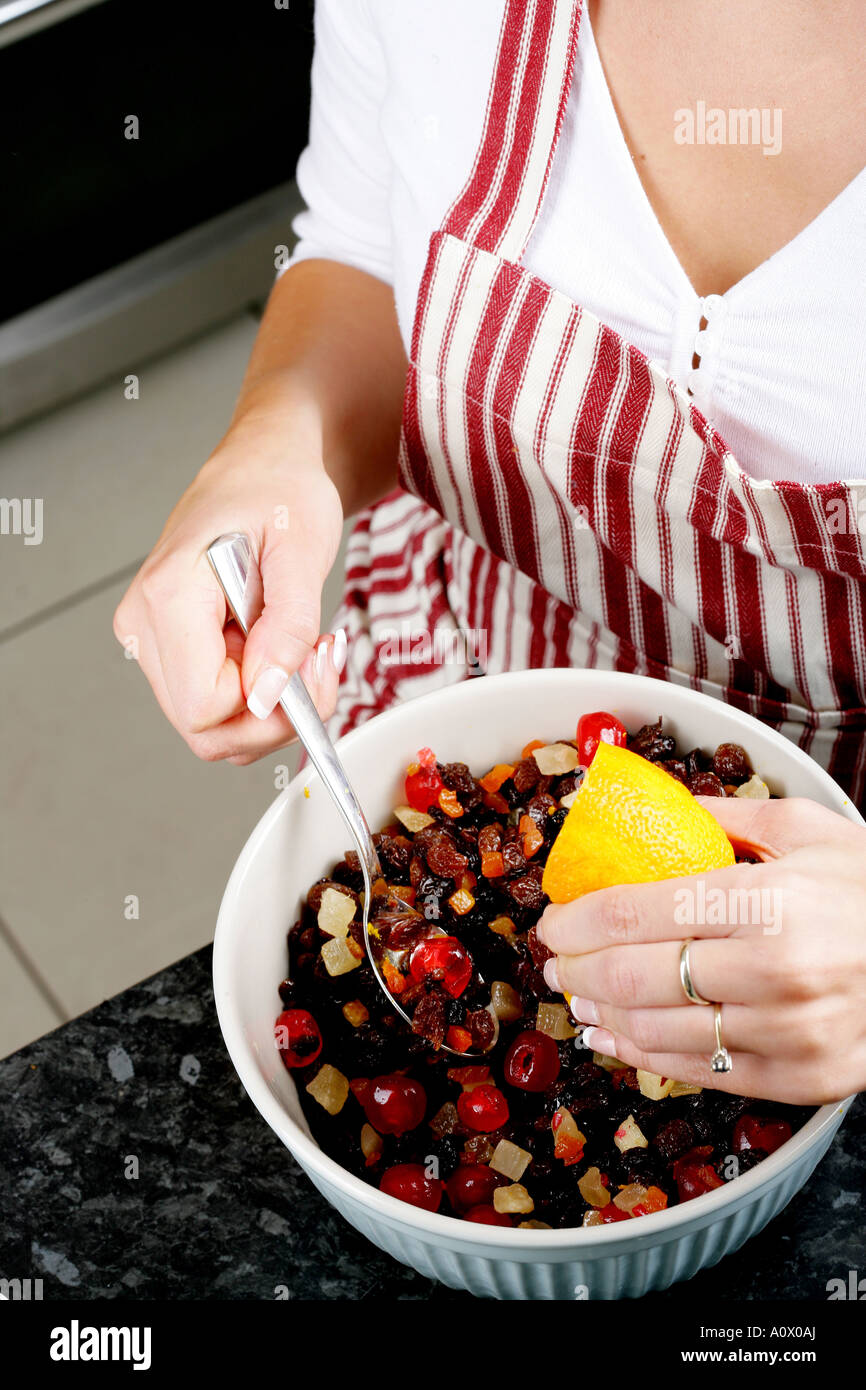 Making A Traditional Rich Fruit Christmas Cake Mixing The Ingredients ...