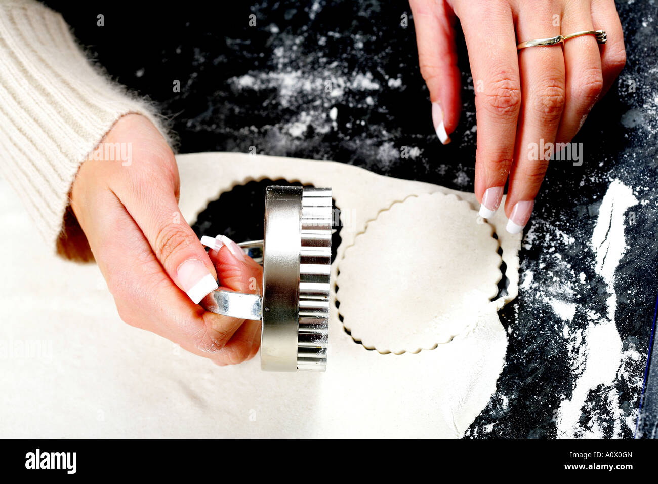 Young Woman Cutting Pastry Shapes Model Released Stock Photo - Alamy