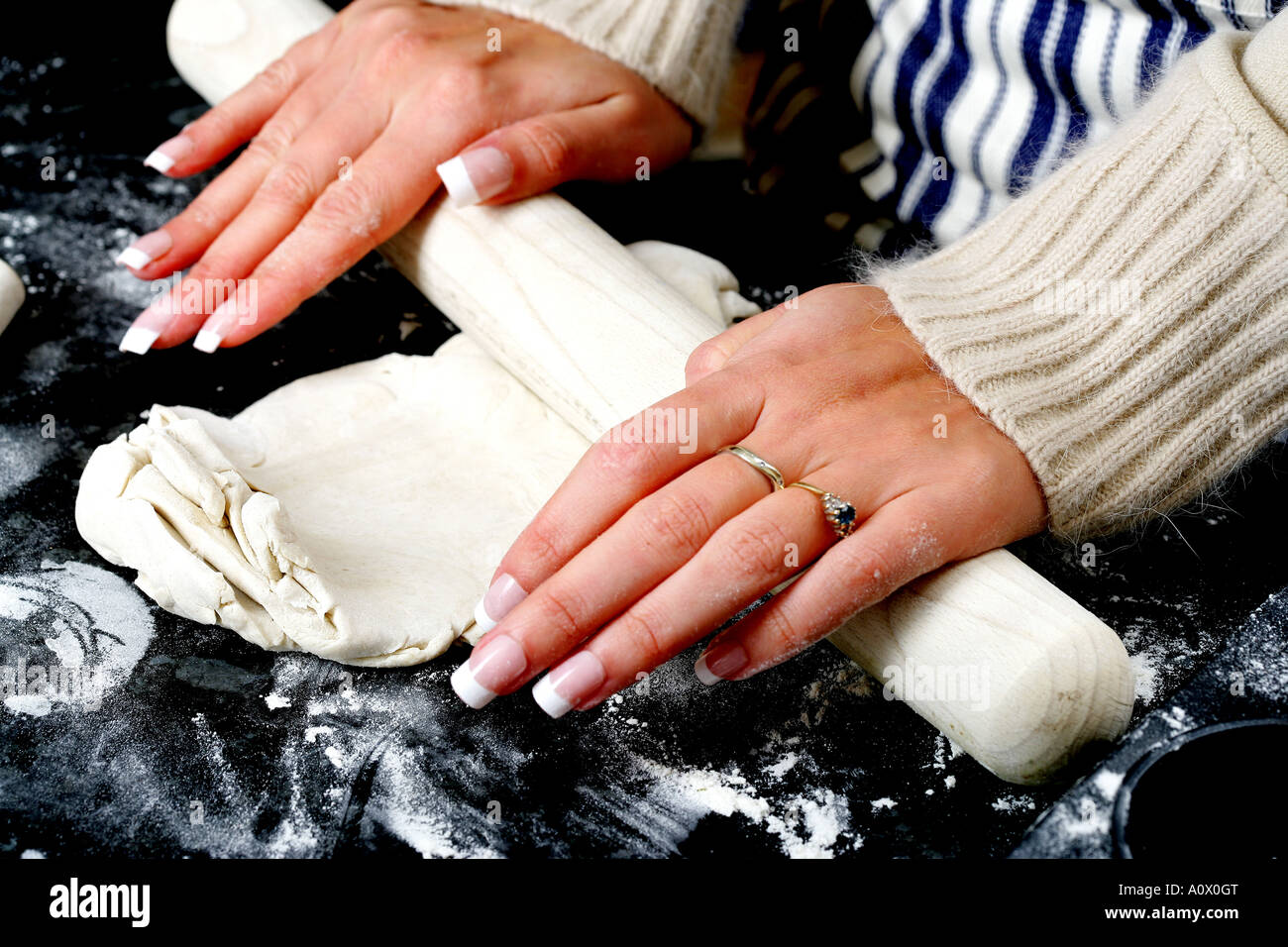 Young Woman Rolling Pastry Model Released Stock Photo - Alamy