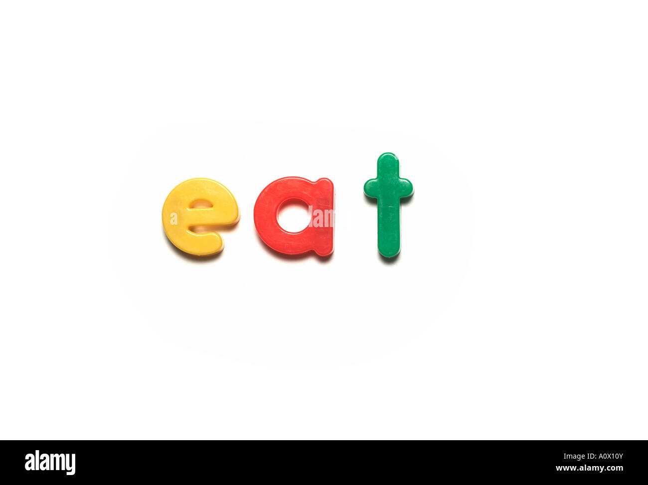 alphabet fridge magnets spelling eat,words Stock Photo - Alamy