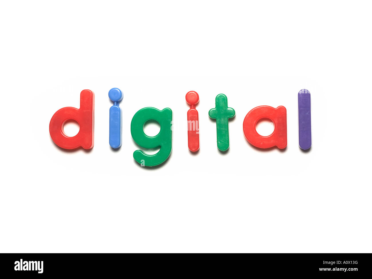 alphabet fridge magnets spelling digital,words Stock Photo - Alamy
