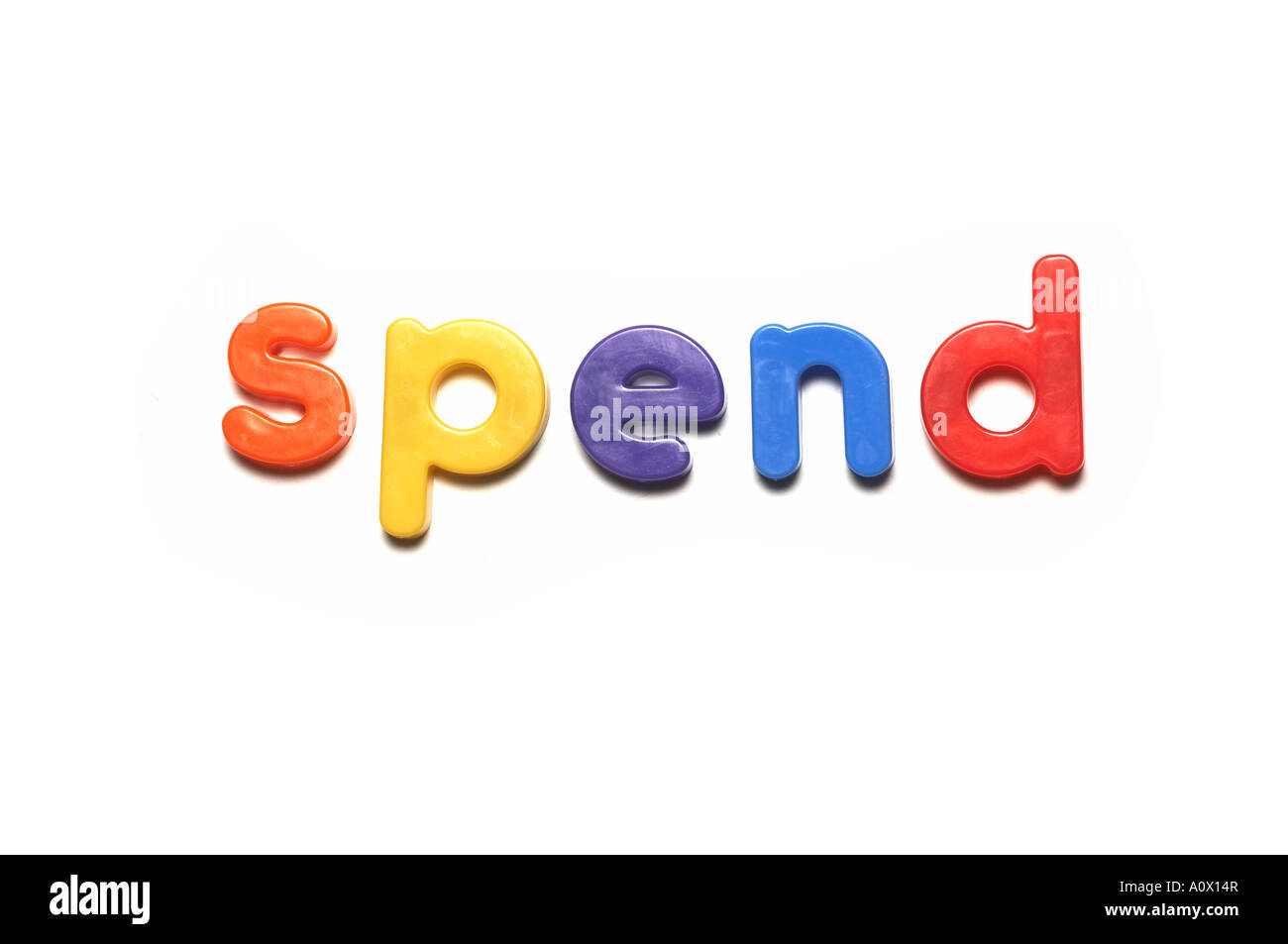 Alphabet fridge magnets spelling spend hi-res stock photography and ...