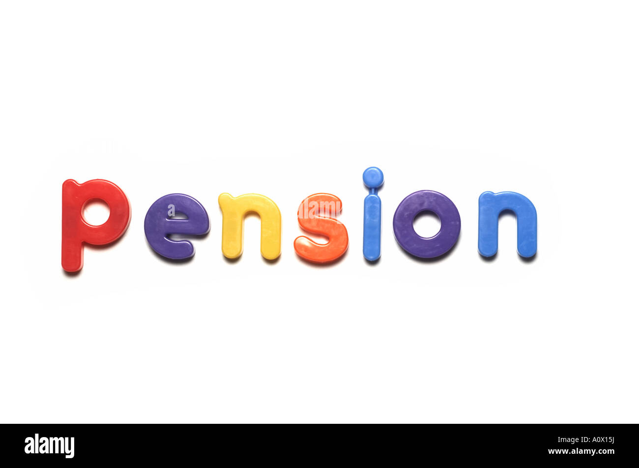 Alphabet fridge magnets spelling pension hi-res stock photography and ...