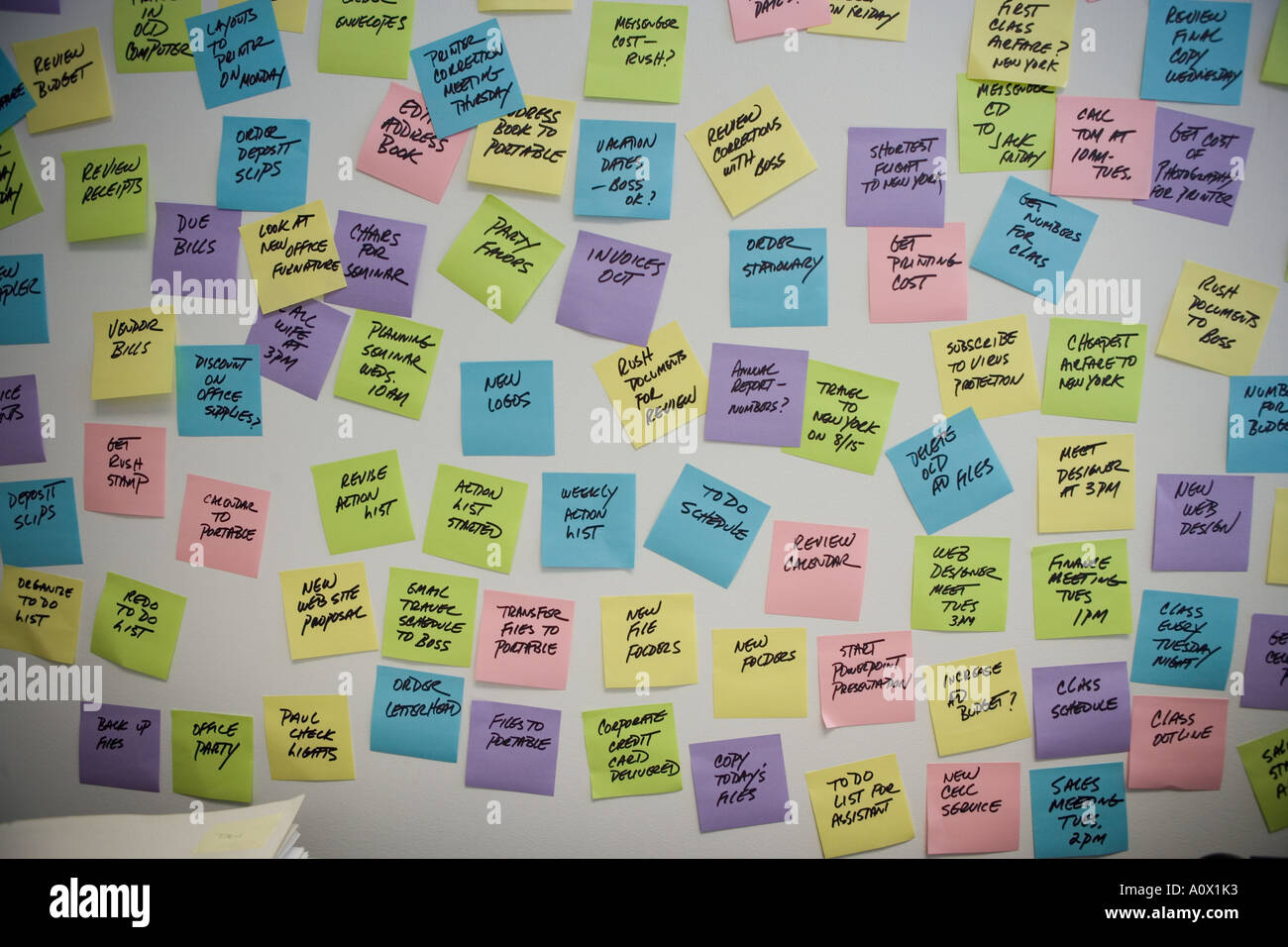 office wall filled with sticky notes Stock Photo - Alamy