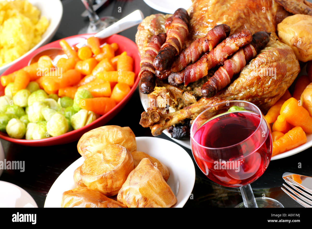 Traditional Authentic Roast Turkey Celebration Christmas Dinner With No ...