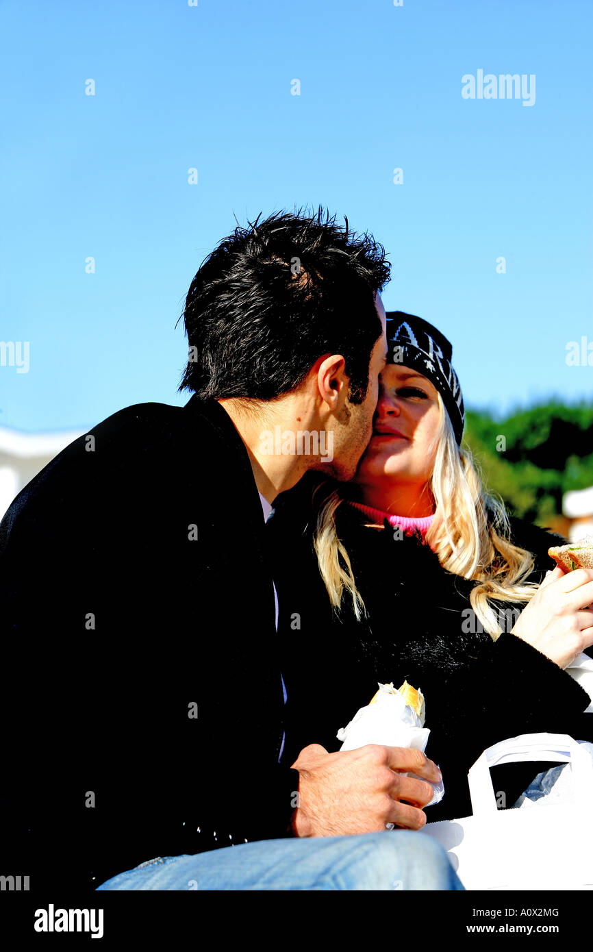 Young Couple Eating Lunch Models Released Stock Photo - Alamy