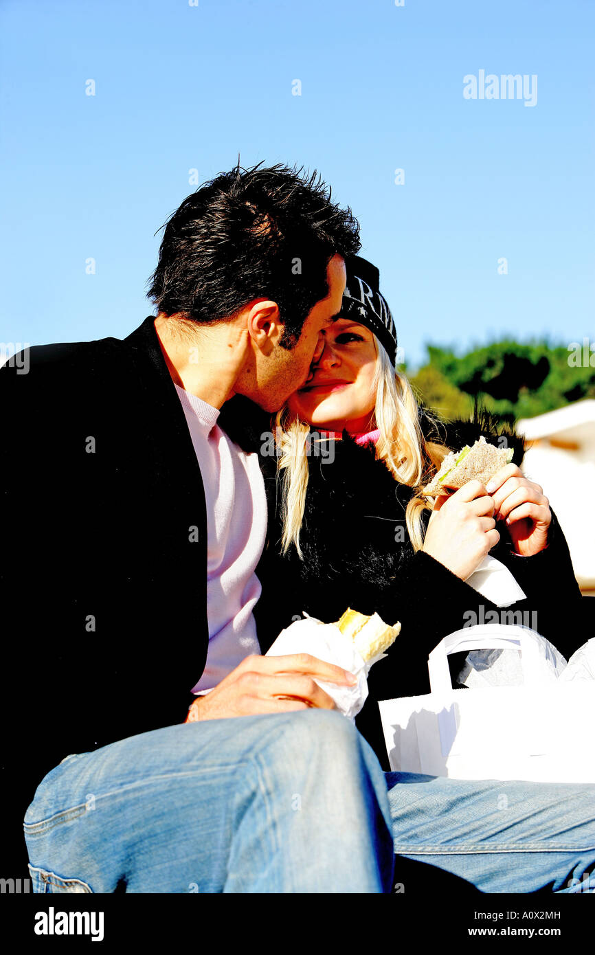 Young Couple Eating Lunch Models Released Stock Photo - Alamy