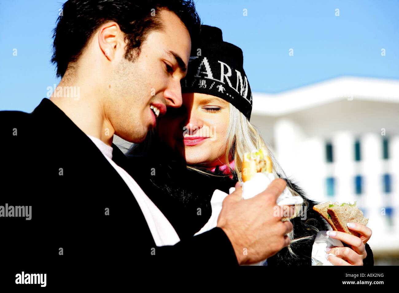 Young Couple Eating Lunch Models Released Stock Photo - Alamy