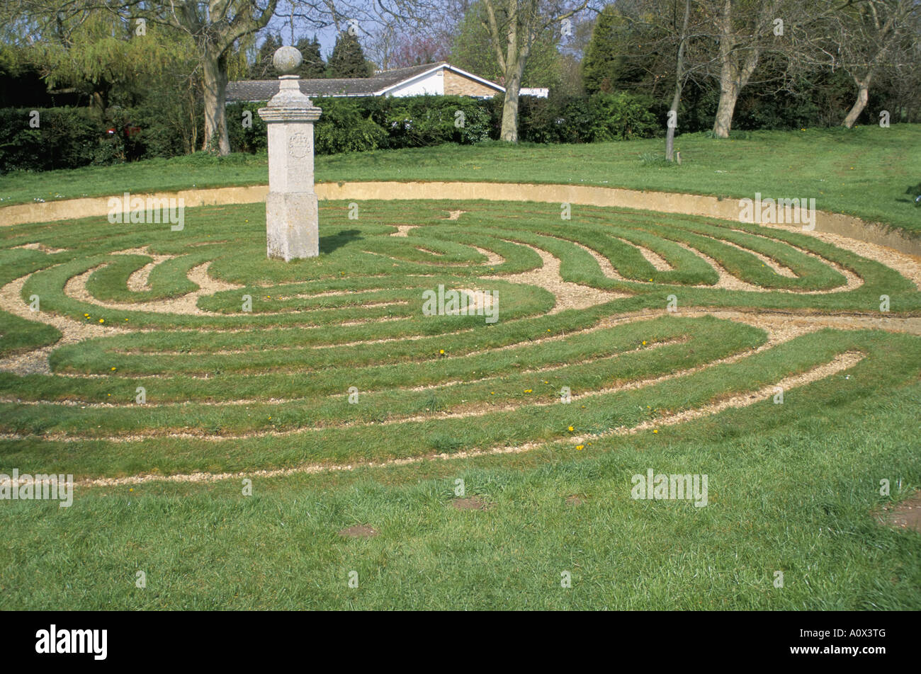 Turf maze dating from 1660AD Hilton Cambridgeshire England United ...