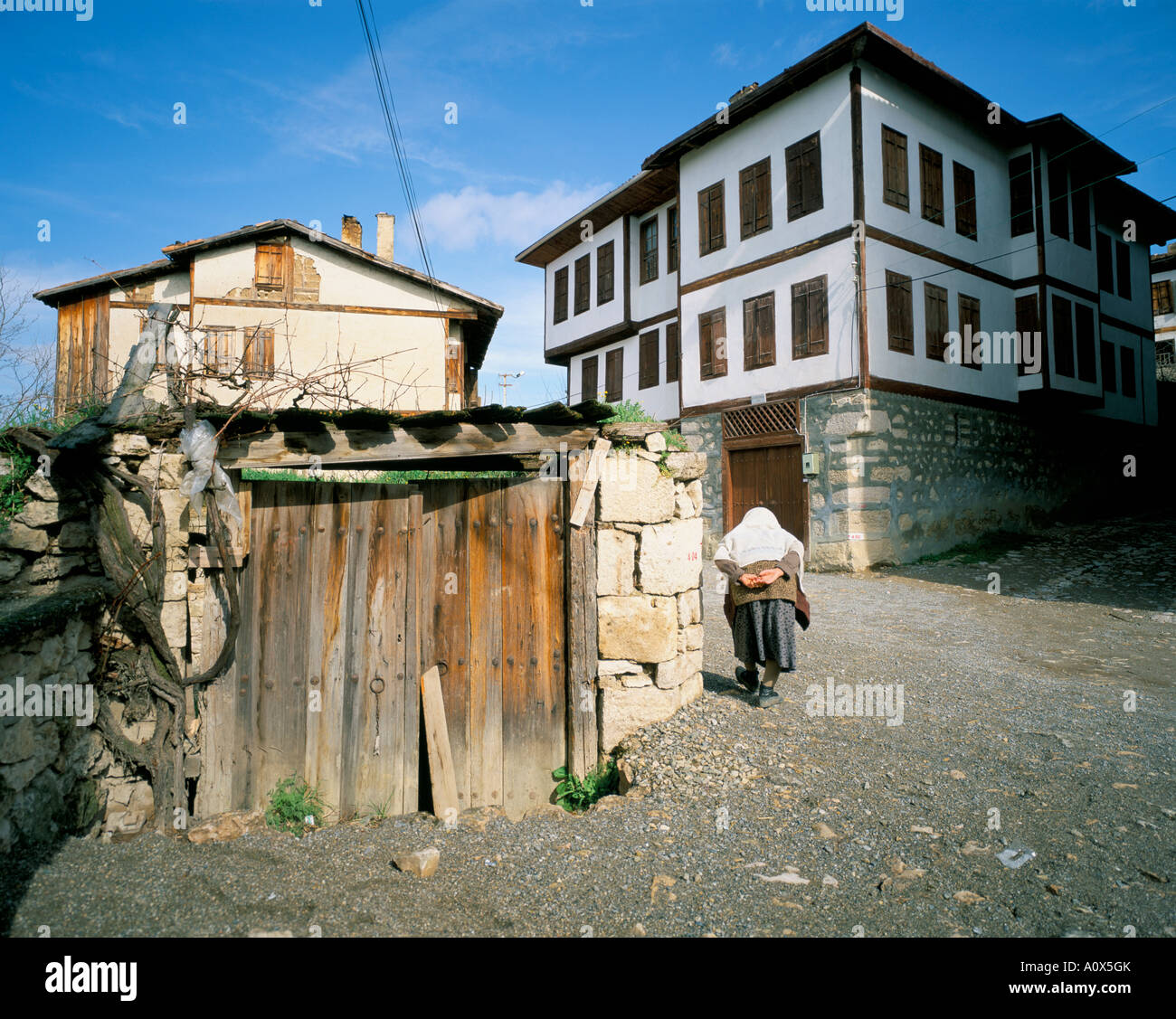 Peasant woman in the street Yoruk koyu near Safranbolu Anatolia Turkey ...