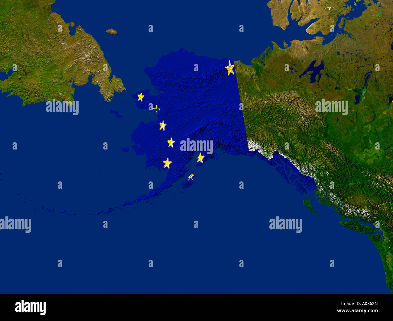 Alaska map satellite hi-res stock photography and images - Alamy