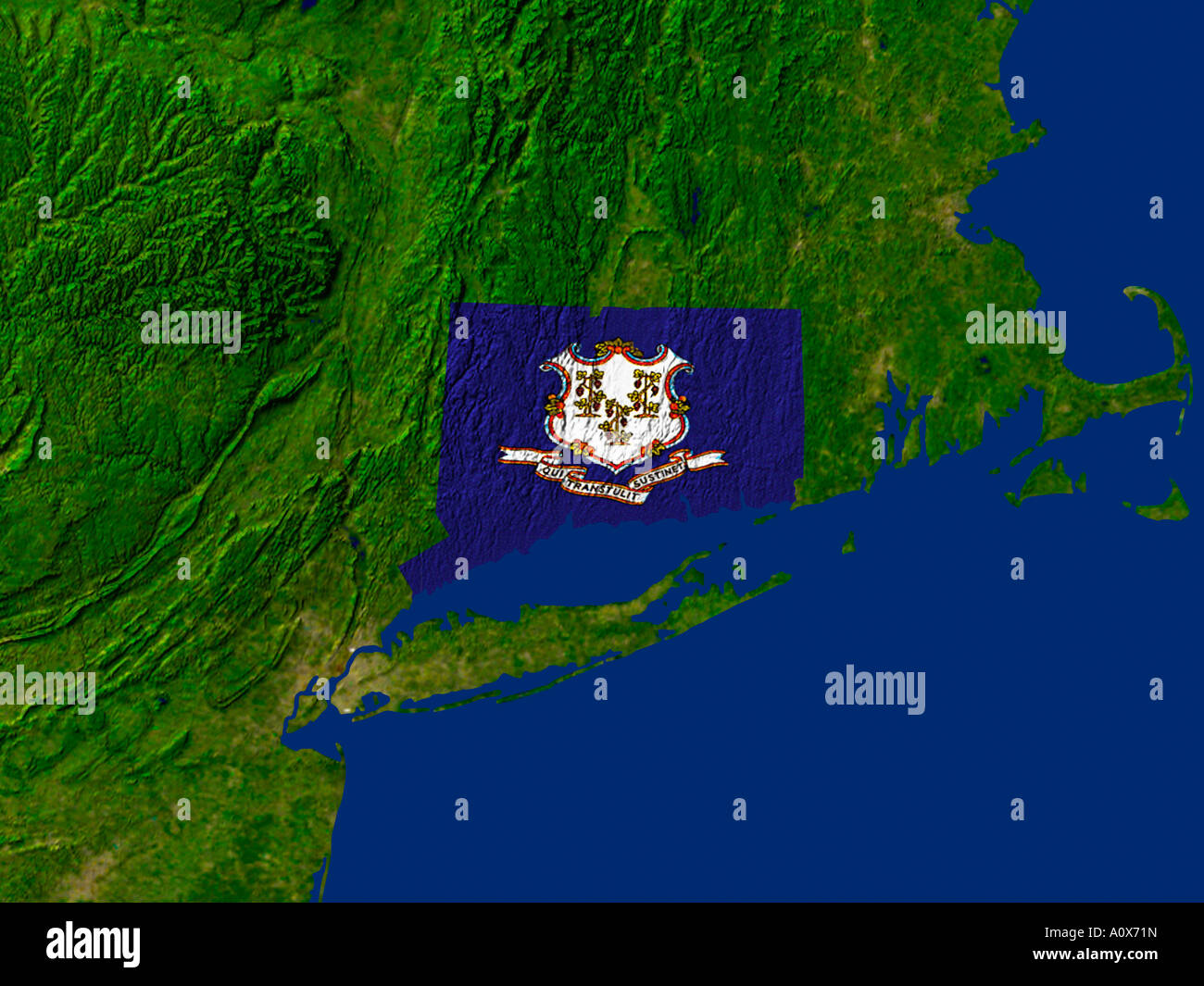 Satellite Image of the State of Connecticut USA covered by the State ...