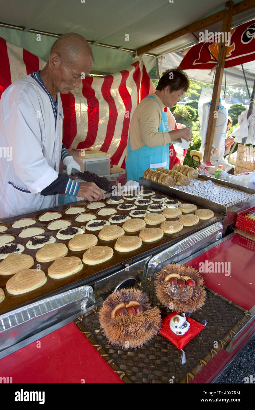 Food stall Toji temple flea market Kyoto city Honshu Japan Asia Stock ...