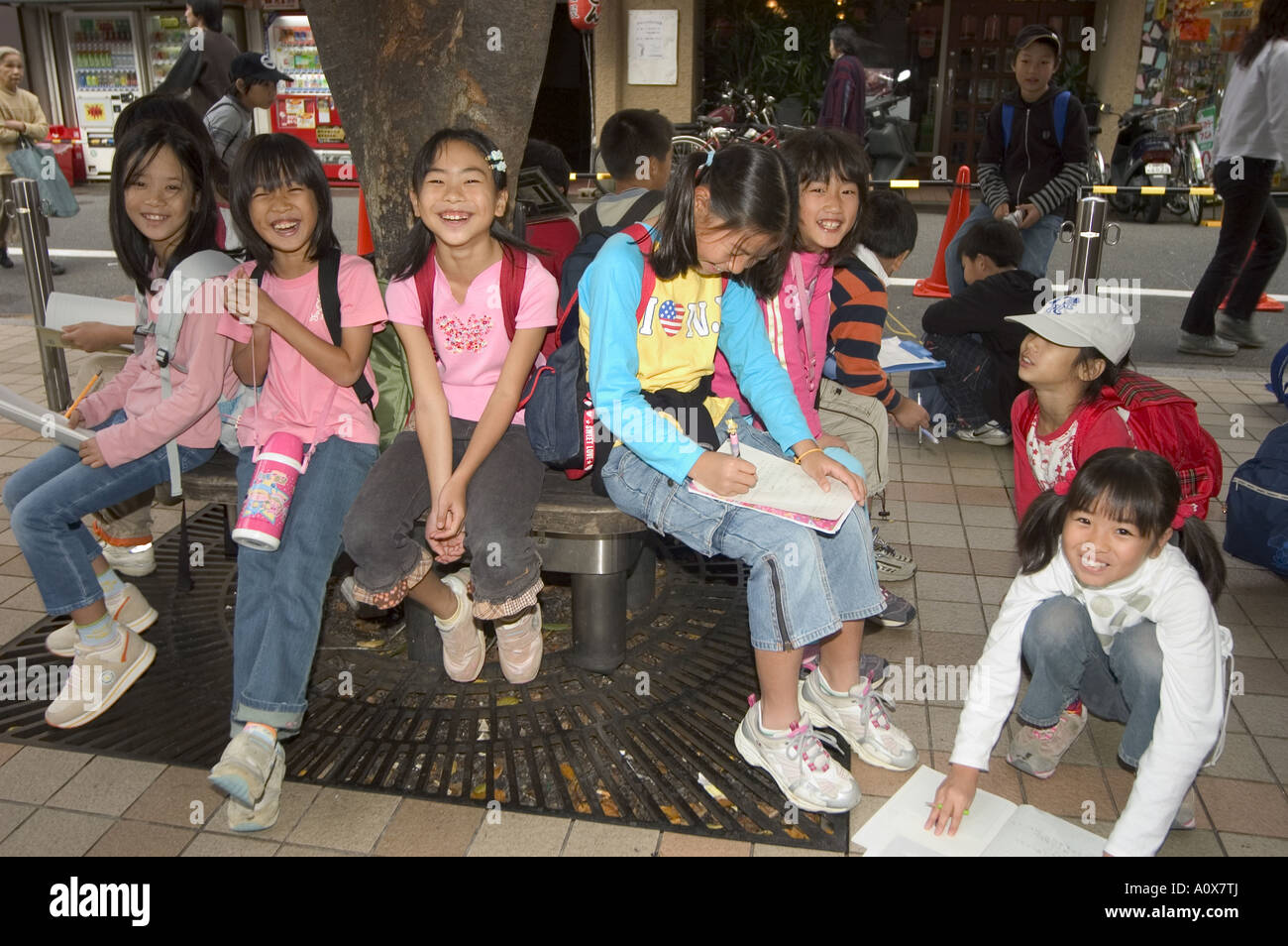 Children students on school trip Kyoto city Honshu Japan Asia Stock ...