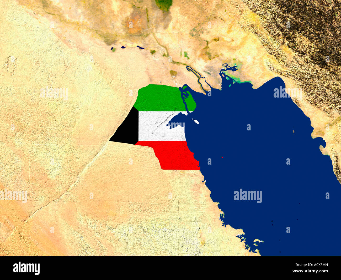 Kuwait map satellite geography hi-res stock photography and images - Alamy
