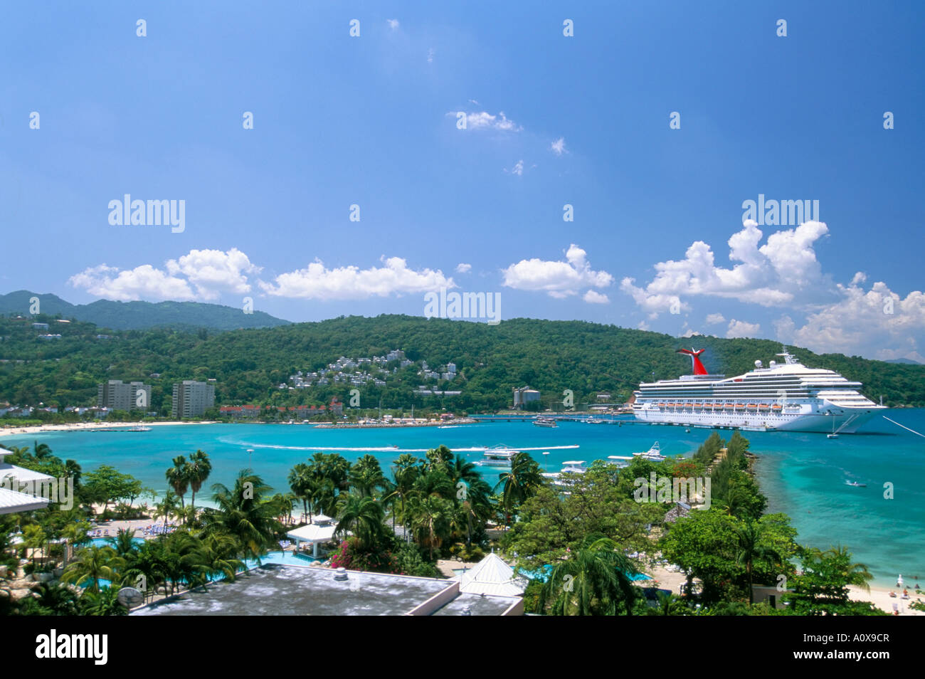 Cruise ship docked at Ocho Rios Bay Ocho Rios Jamaica West Indies ...